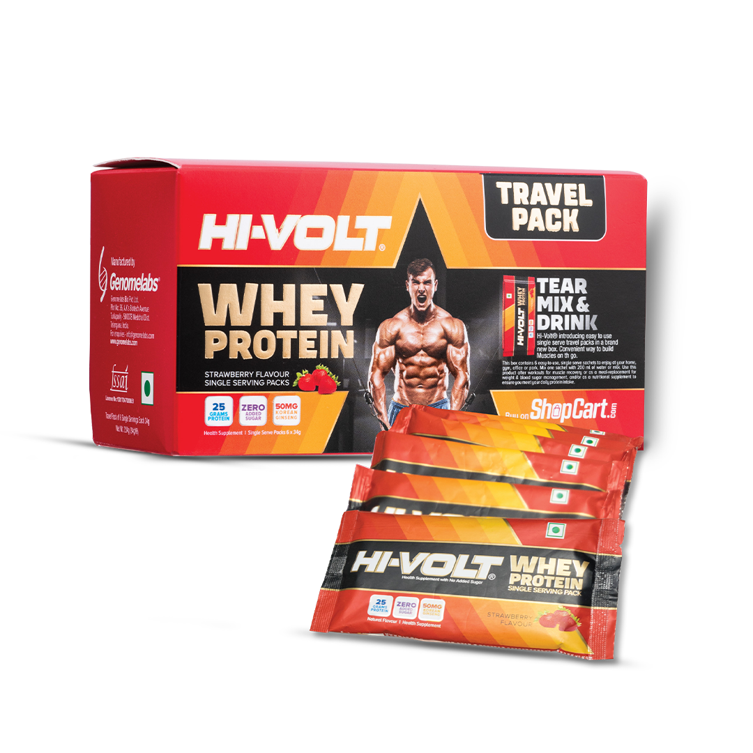 Hi-Volt Whey Protein Travel Pack (Strawberry) - Pack of 6 – Genomelabs